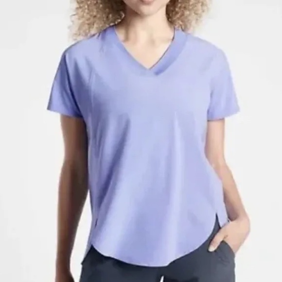 Athleta | Tops | Athleta Zephyr Periwinkle V Neck Tee Size L | Poshmark
